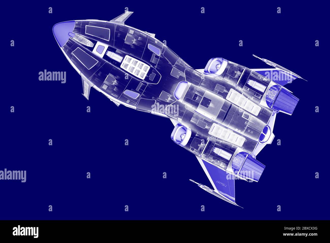 blue spaceship blue print duotone. The spaceship is the the way to ...