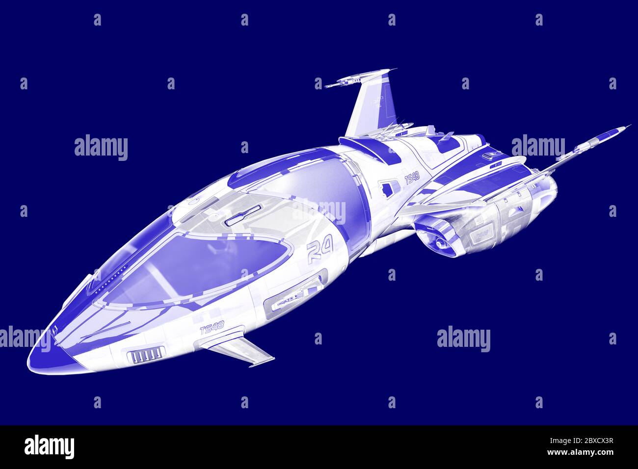 blue spaceship blue print duotone. The spaceship is the the way to ...