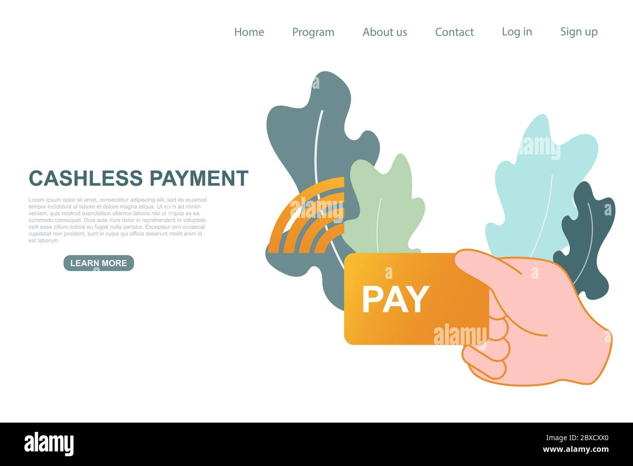 Contactless, cashless payment buying illustration. Digital disruption ...
