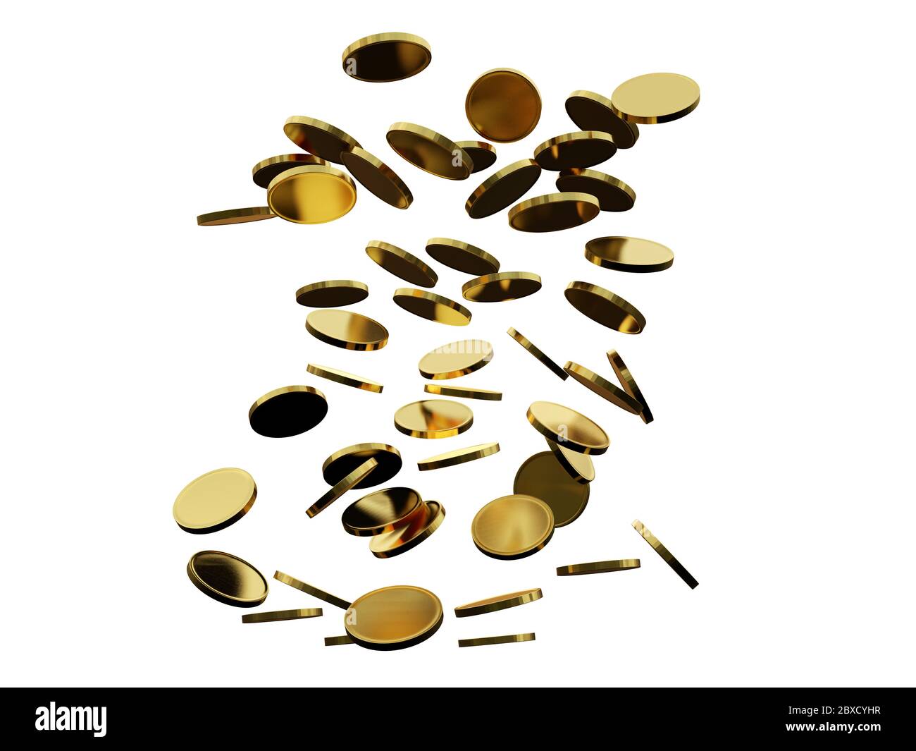 gold coins are flying, isolated on a white background, 3d render Stock ...