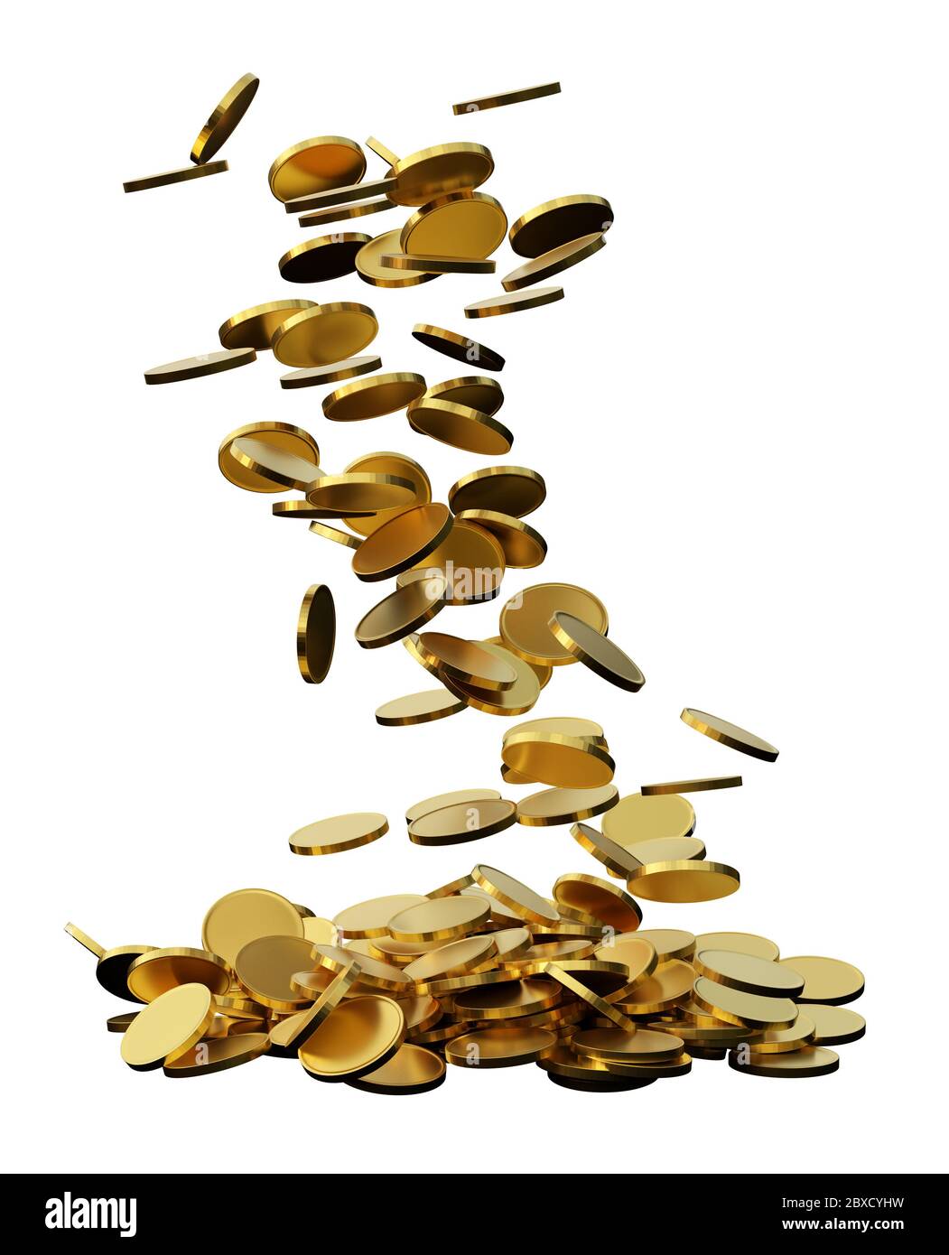 gold coins are flying, isolated on a white background, 3d render Stock ...