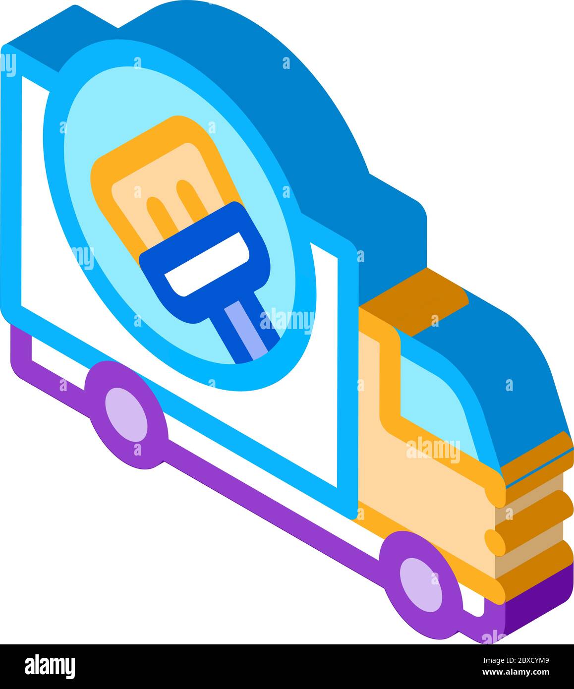 Cleaning Truck Isometric Icon Vector Illustration Stock Vector Image ...