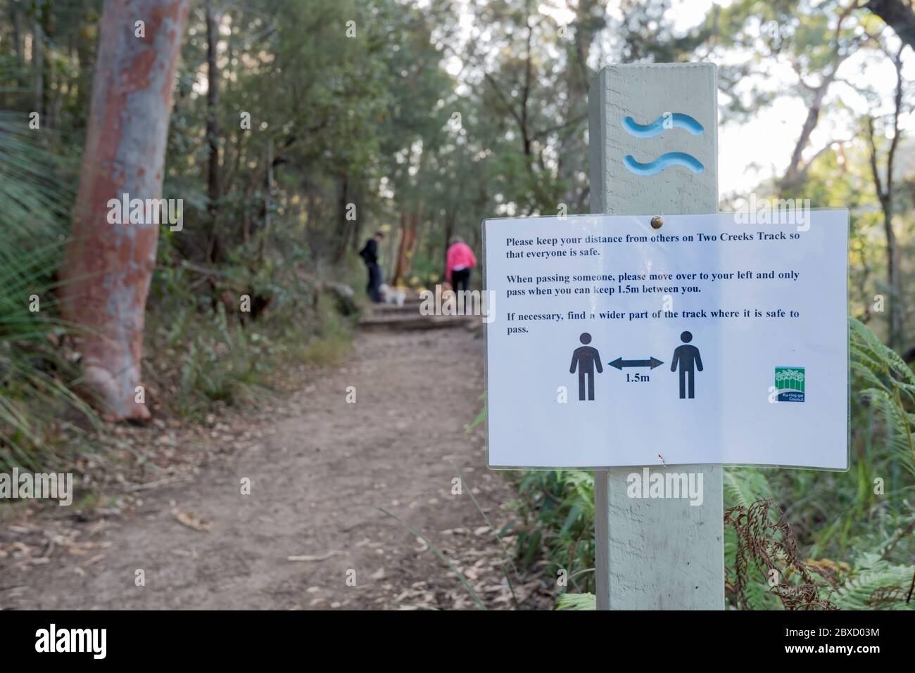 A sign on a bushwalking track in northern suburban Sydney, Australia ...