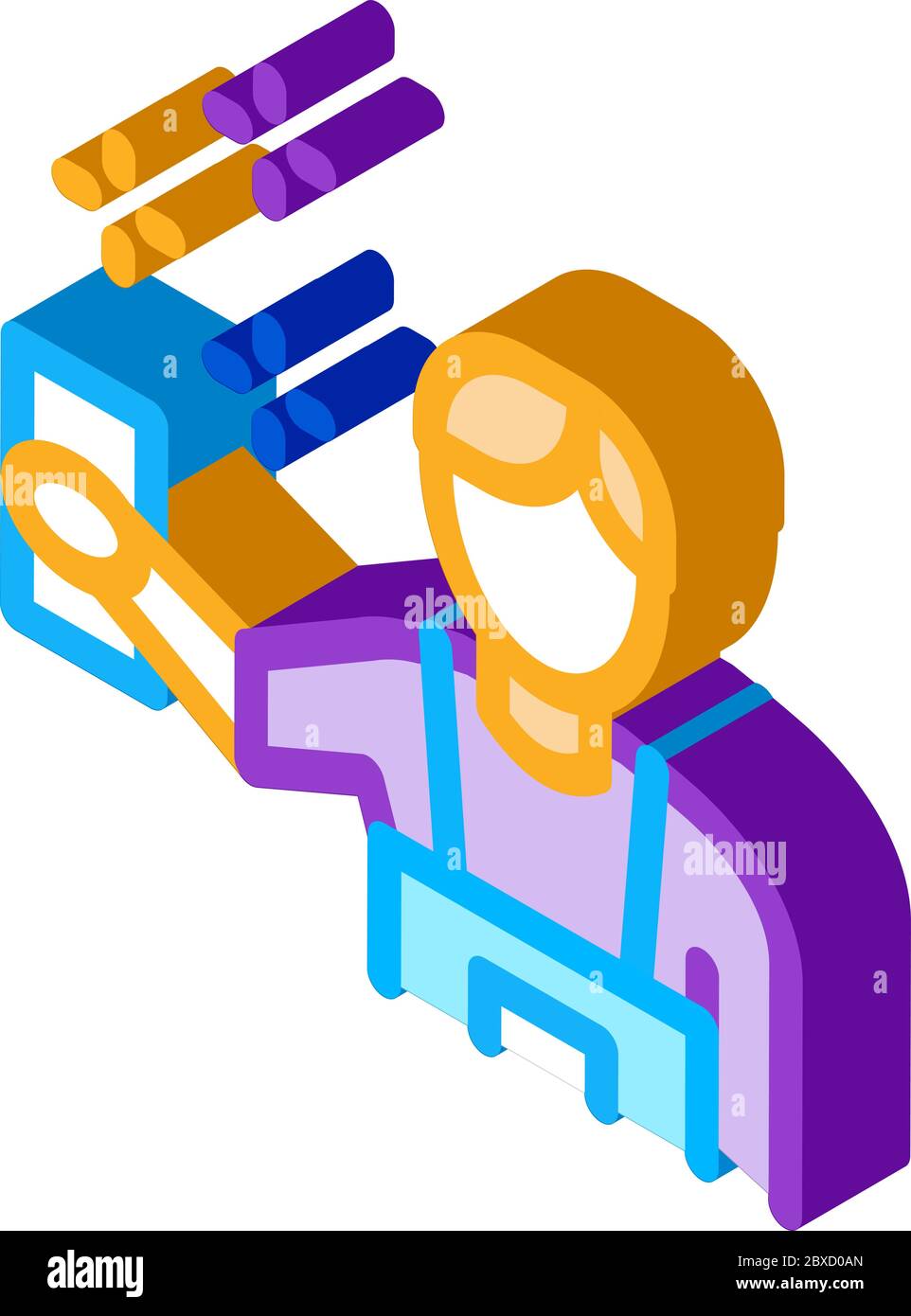 Human Cleaning Isometric Icon Vector Illustration Stock Vector Image ...