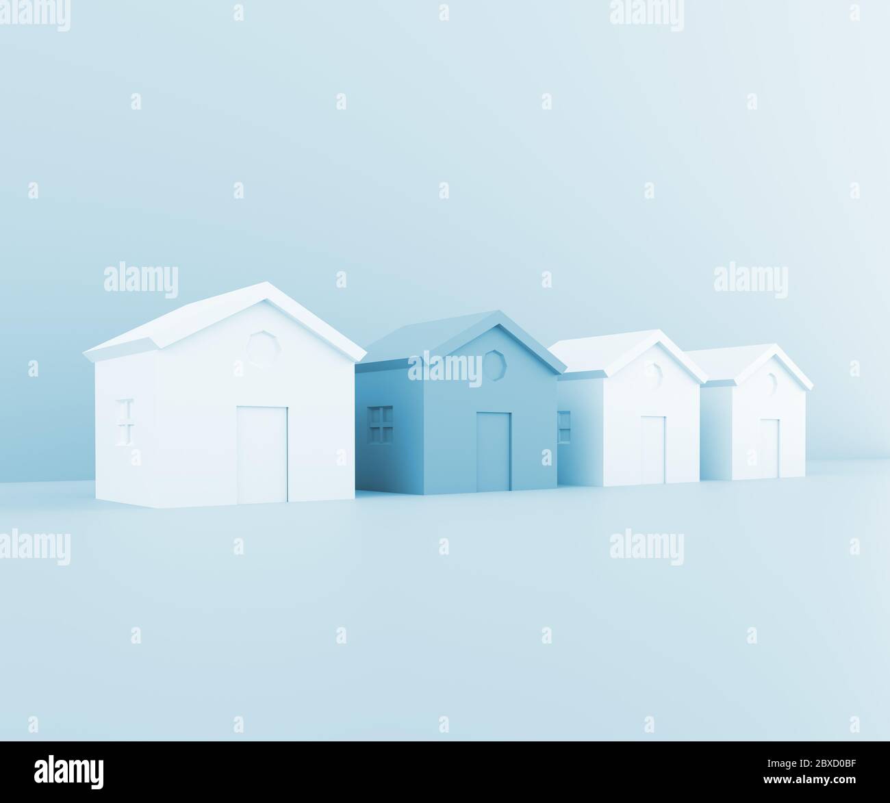 Small houses, futuristic town block abstract cgi representation, 3d ...