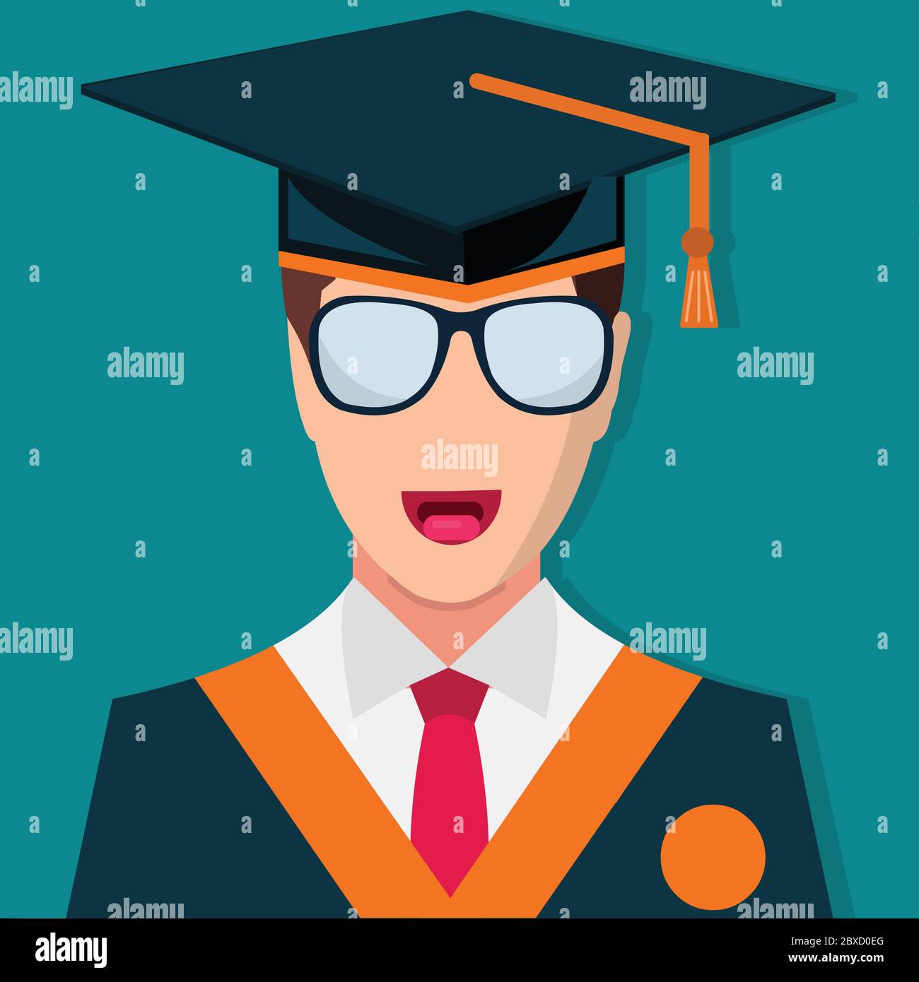 man graduates isolated vector illustration avatar for education concept ...