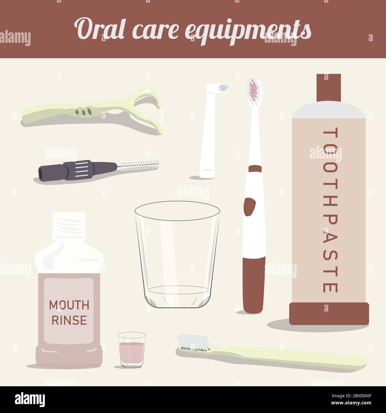 Oral care equipment for cleaning teeth and mouth such as toothbrush ...