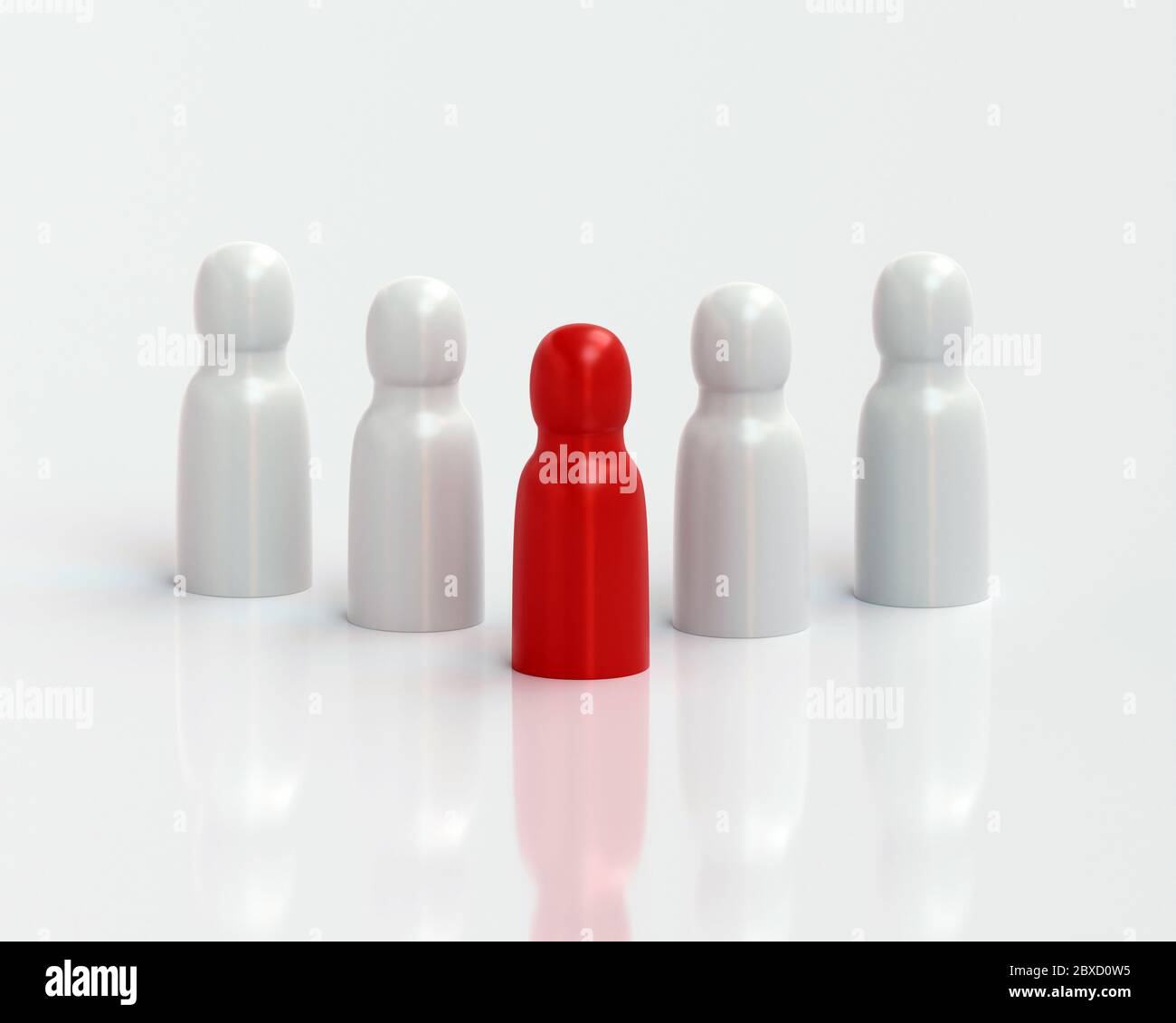 Concept leader of the business team. Crowd of gray men goes for the ...