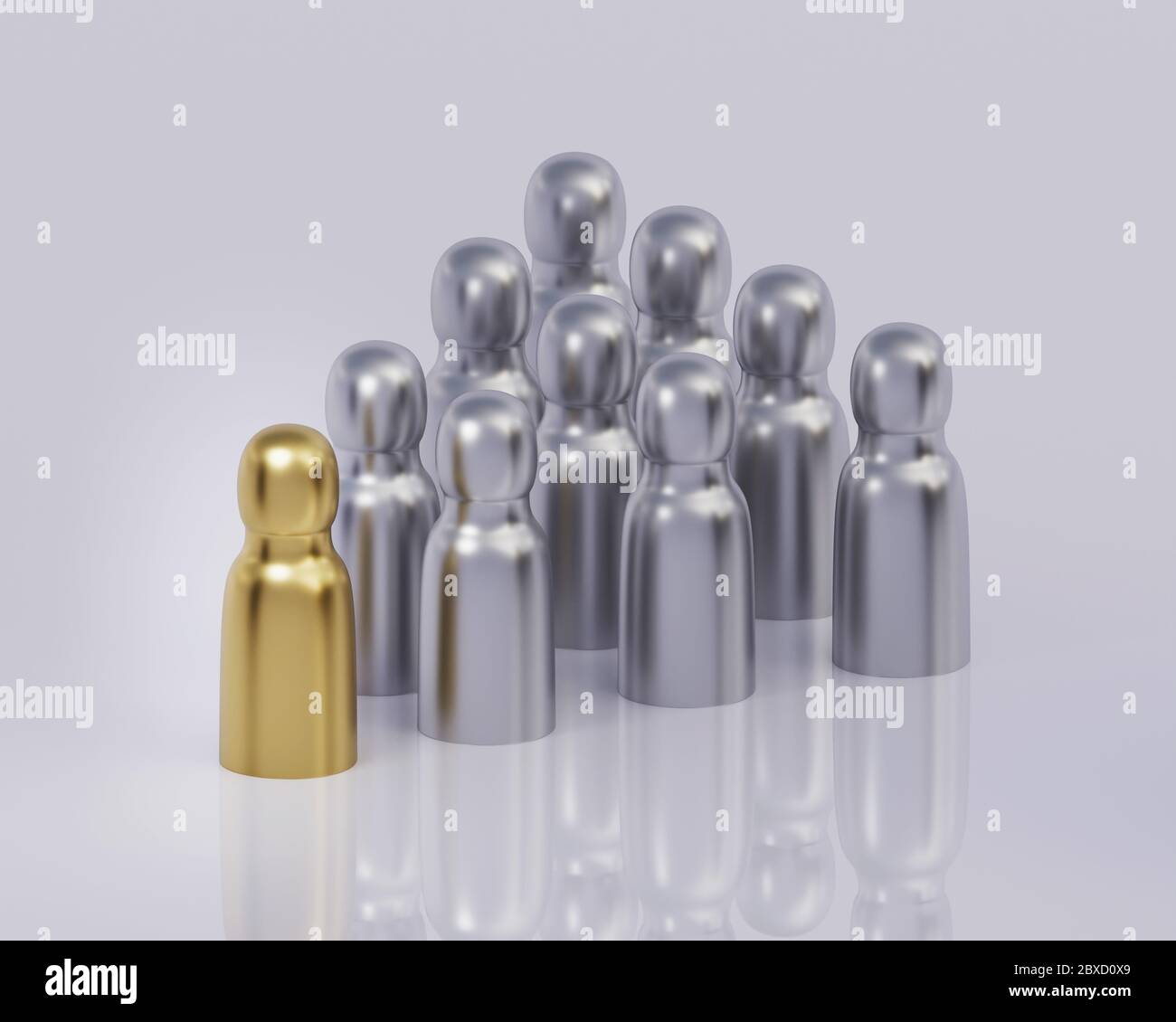 Concept leader of the business team. Crowd of gray silver men goes for ...