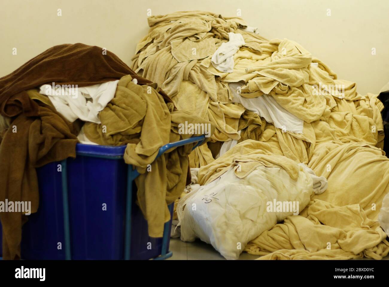 linen room with full of soiled bath towels Stock Photo - Alamy