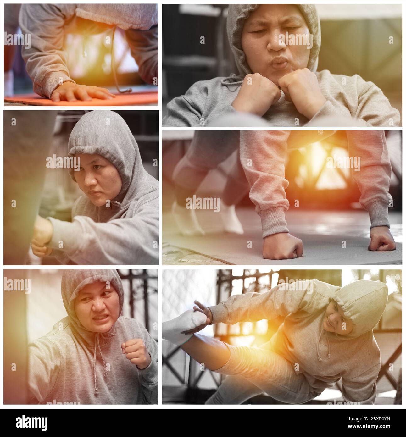 Exercise concept female boxing Cut Out Stock Images & Pictures - Alamy