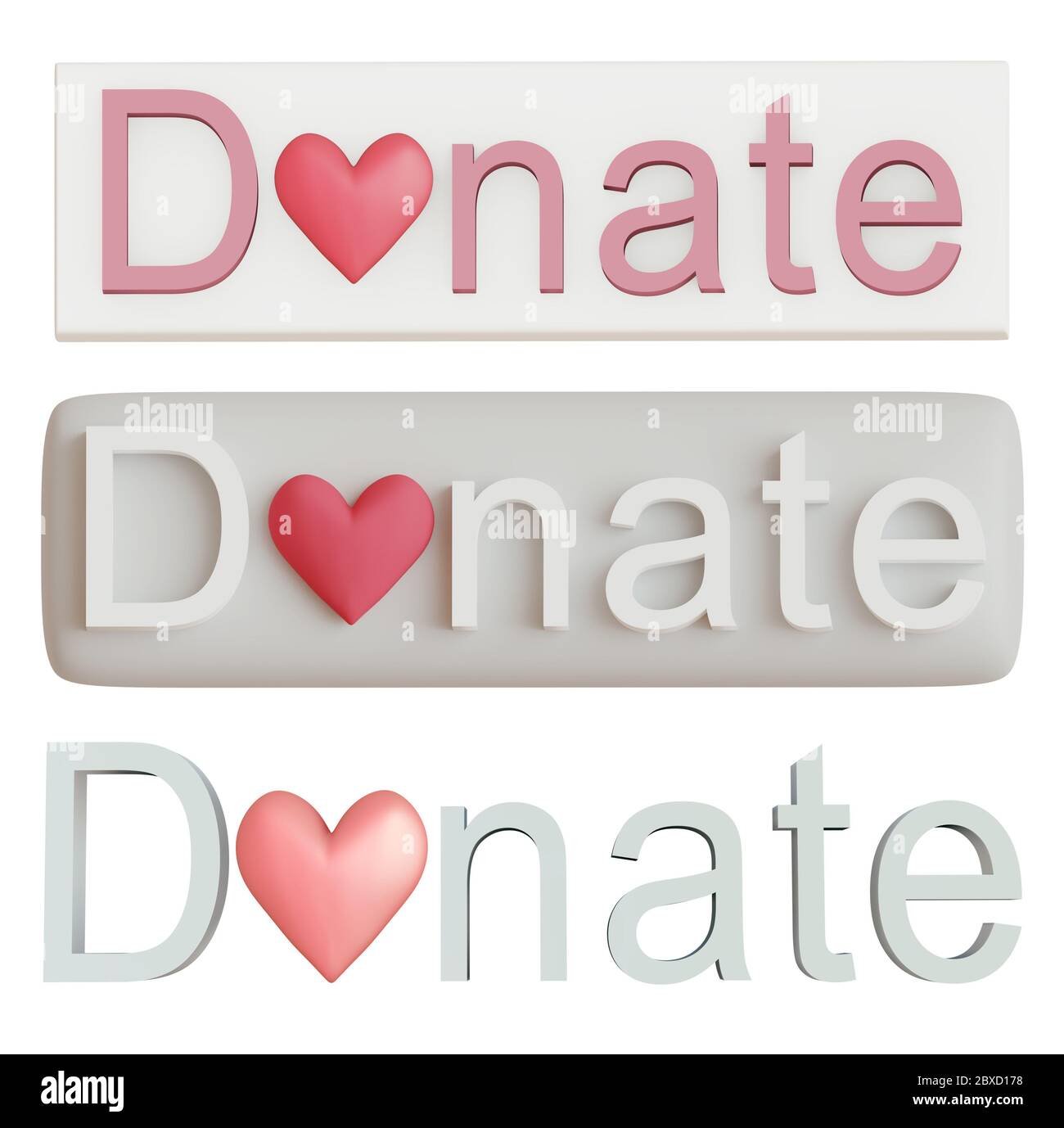 Donation button with a heart, donation concept. For use on websites. 3d ...