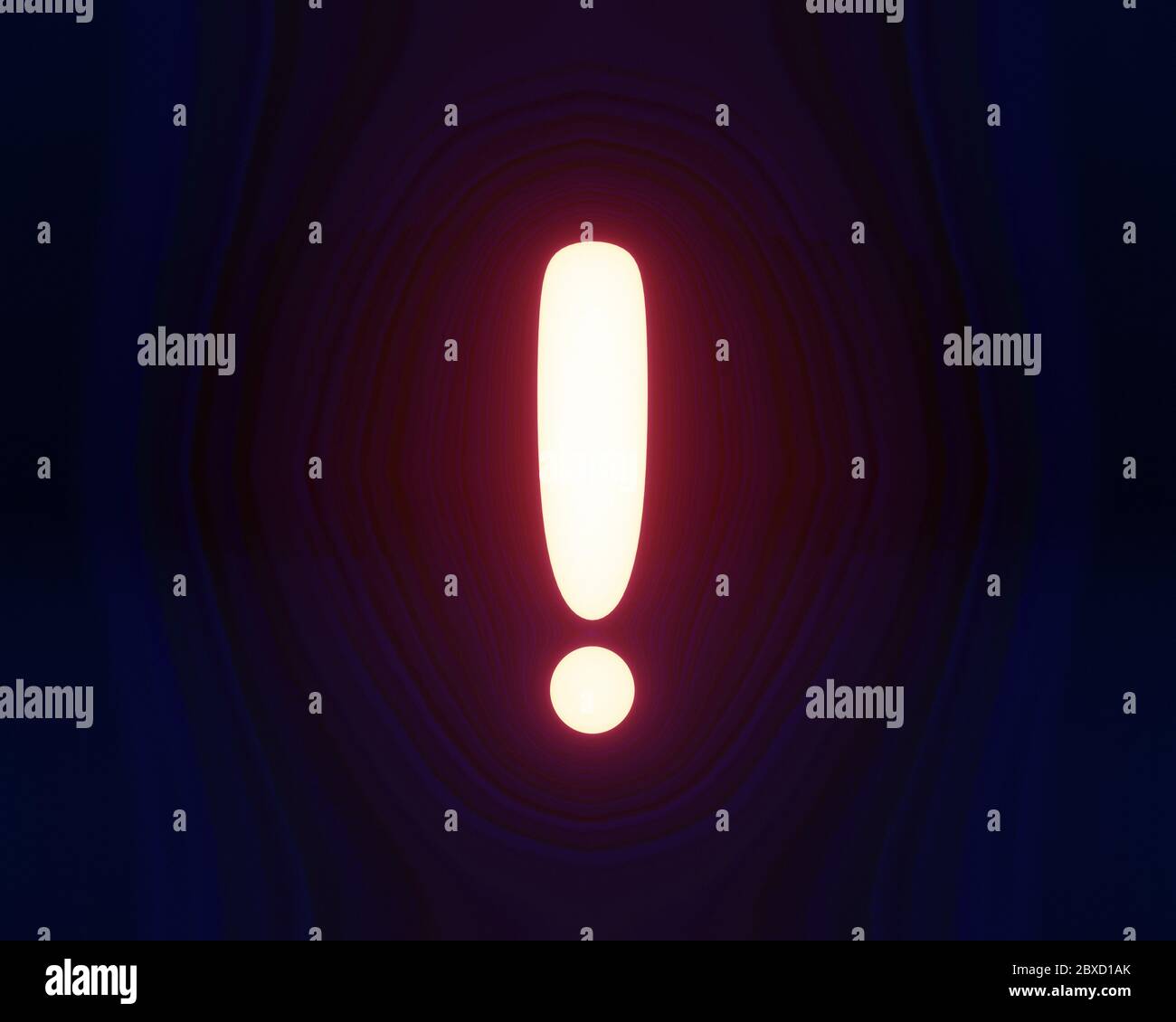 Exclamation point, mark on a dark background, 3d render Stock Photo - Alamy