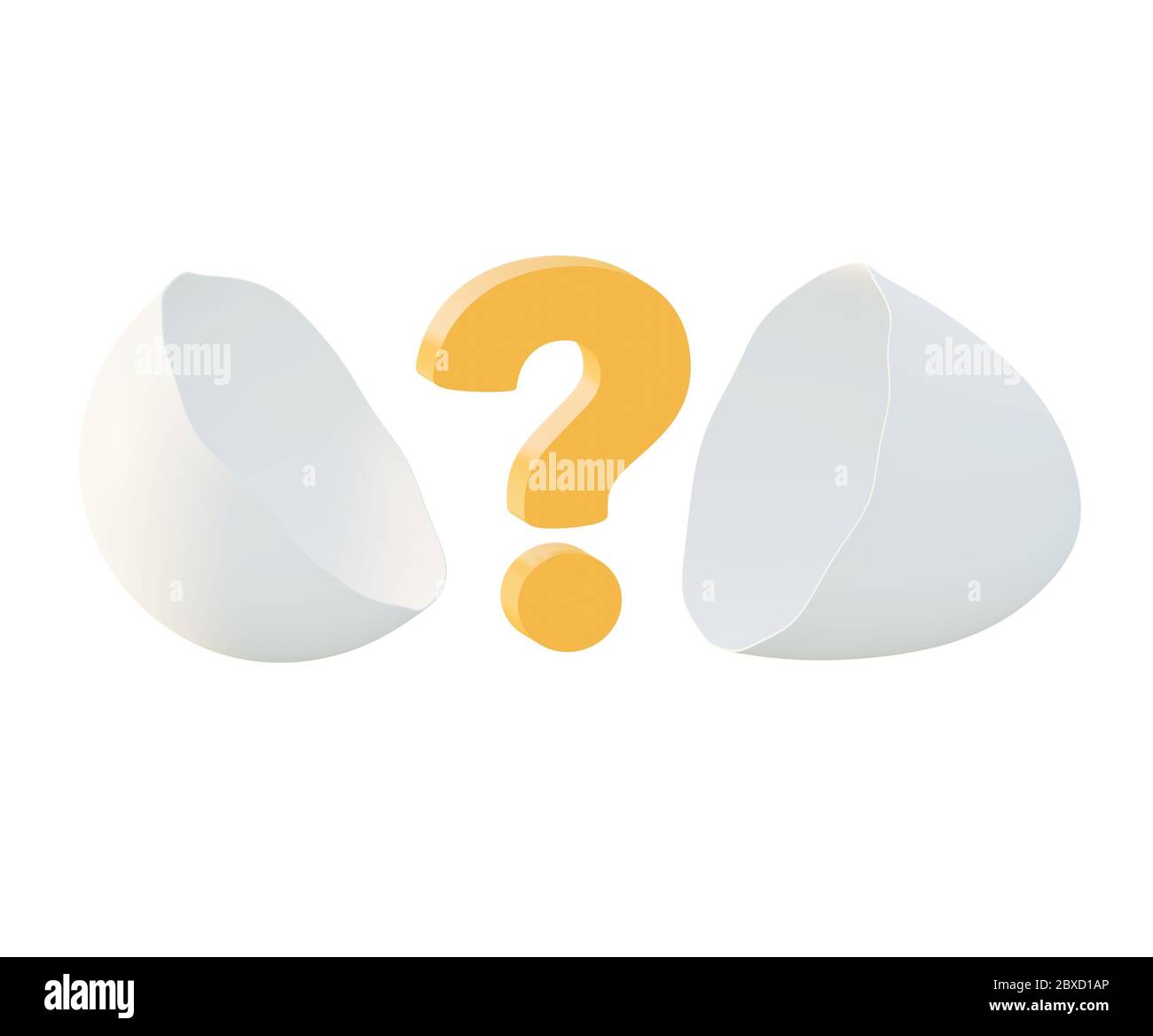 a question mark appears from an egg shell. 3d illustration Stock Photo ...
