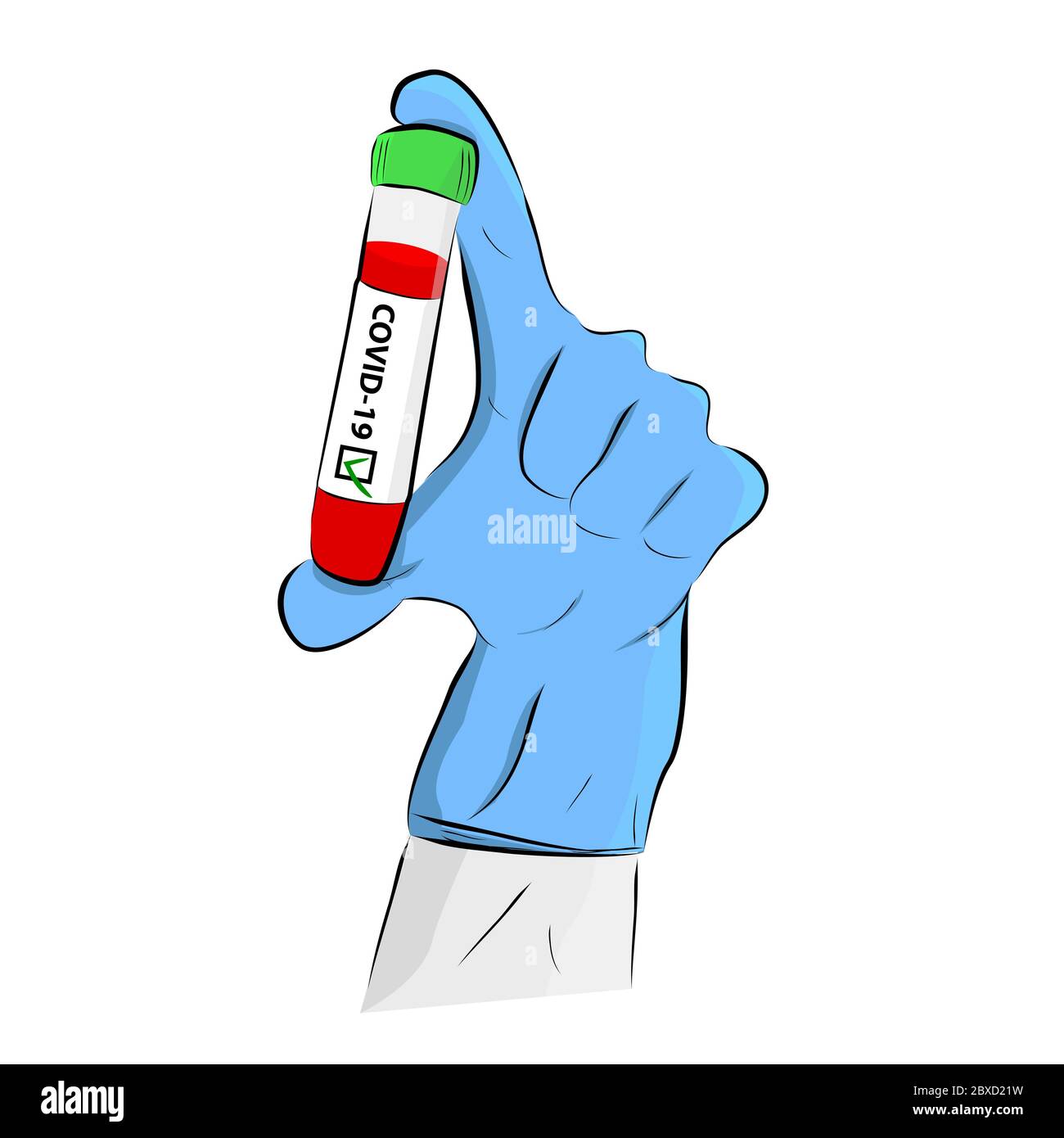 Conceptual Hand Draw Sketch Vector, doctor hand holding plastic testing ...