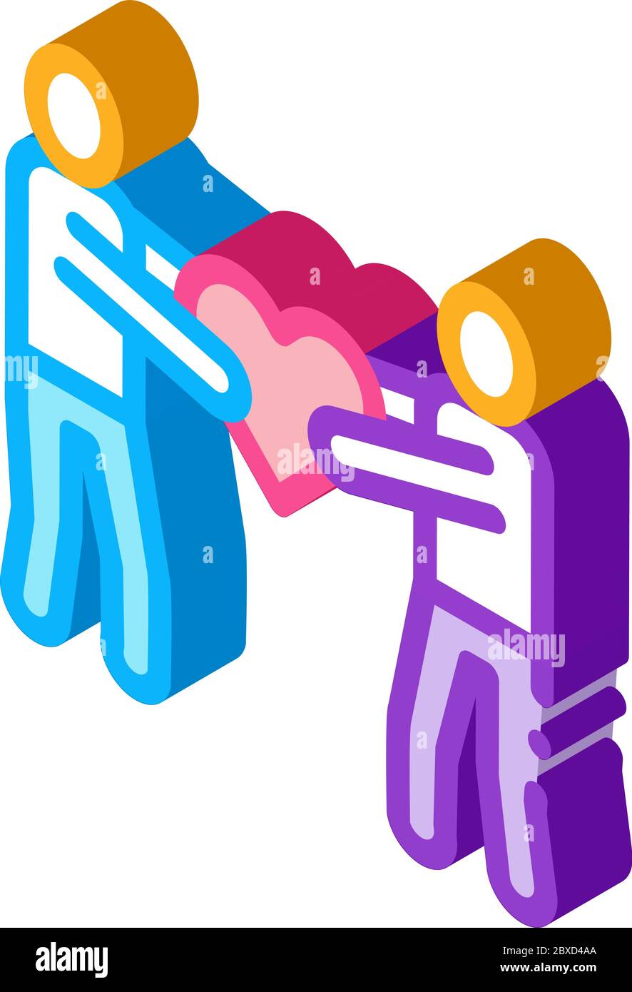 Human Share Heart Isometric Icon Vector Illustration Stock Vector Image ...
