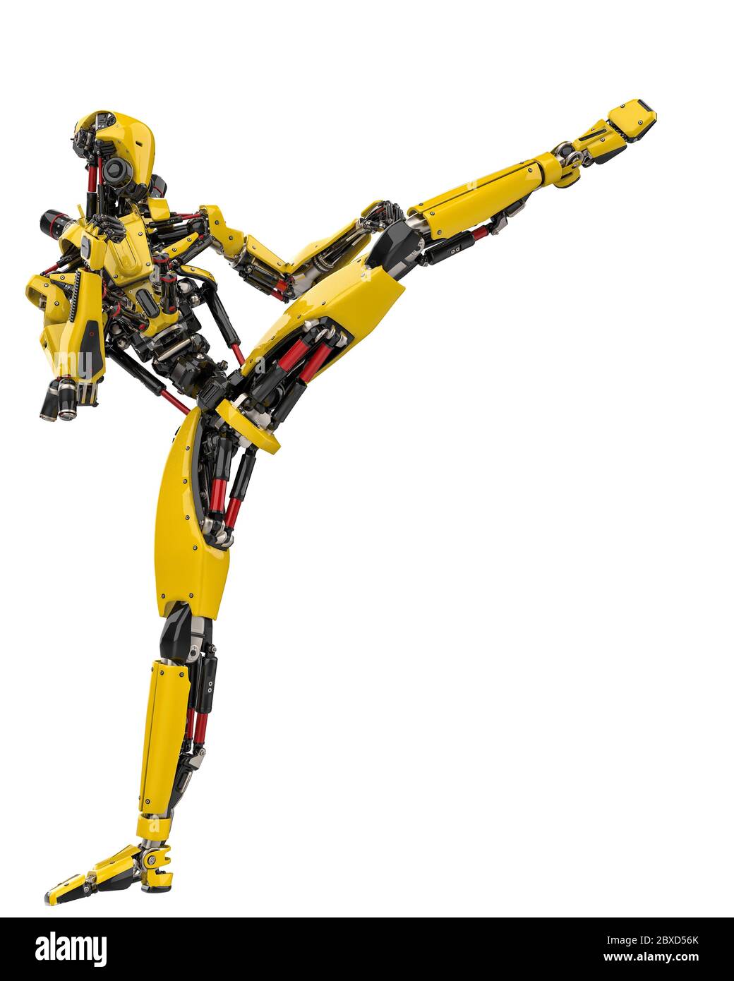 mega yellow robot super drone fighter pose in a white background Stock ...