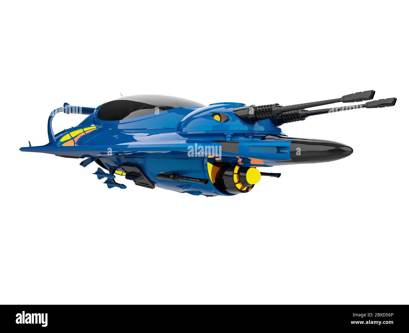 alien pocket aircraft space ship exploring around in a white background ...