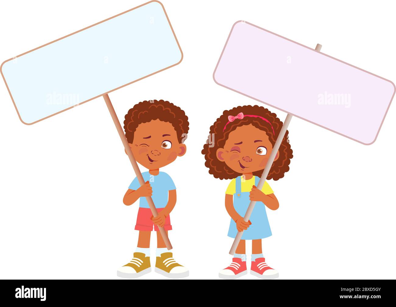 African Child holding banner. Vector illustration Stock Vector Image ...