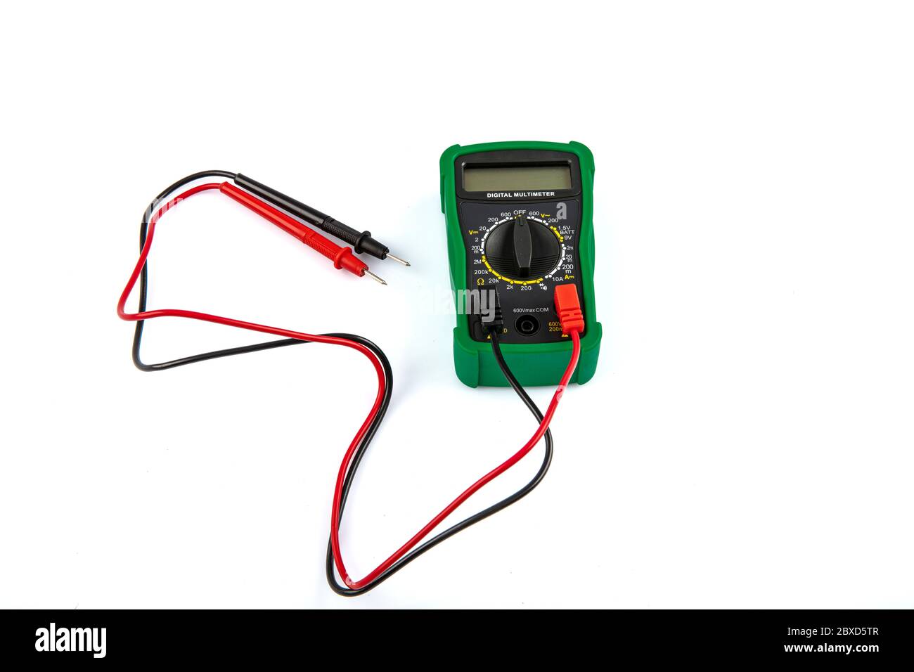 Digital electric tester multimeter. Digital multimeter with probes on a ...
