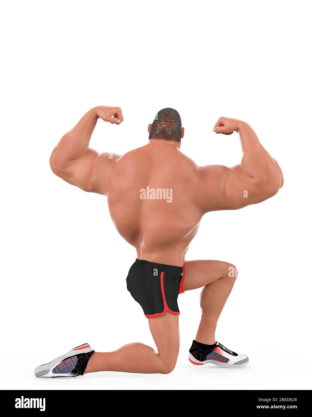 muscle man cartoon in an white background will put some creative sensor ...
