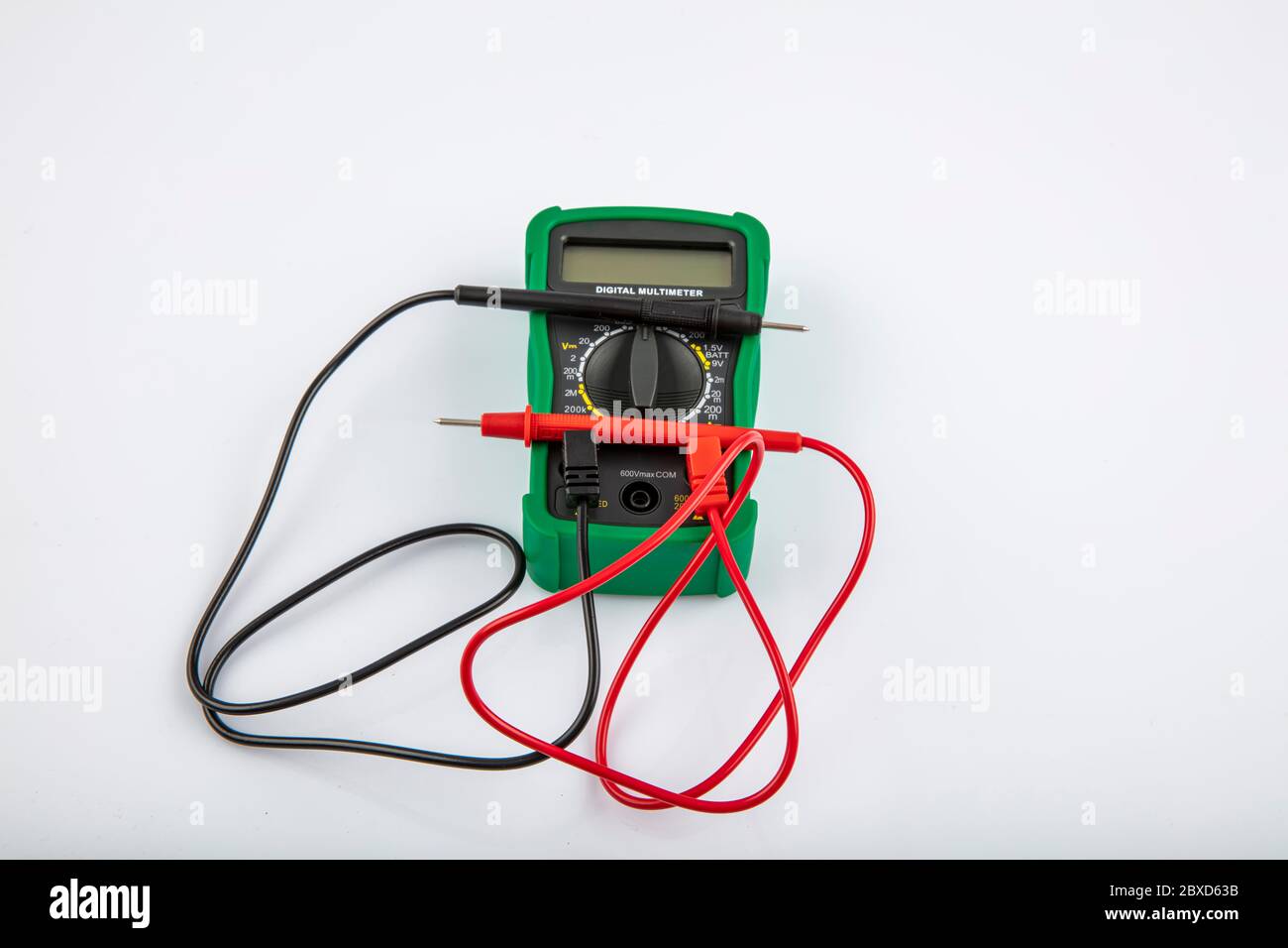 Digital electric tester multimeter. Digital multimeter with probes on a ...