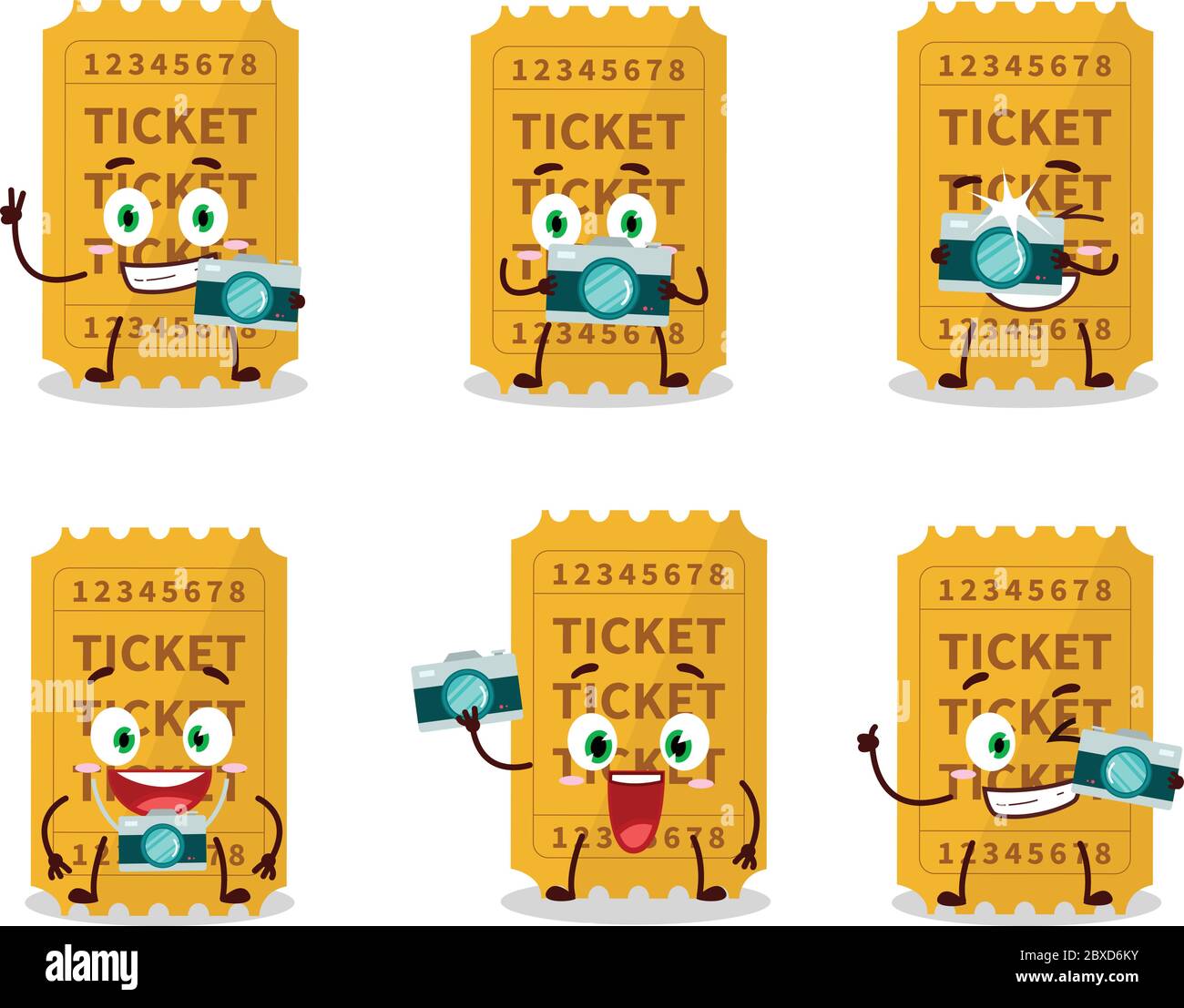 Photographer profession emoticon with ticket cartoon character Stock ...