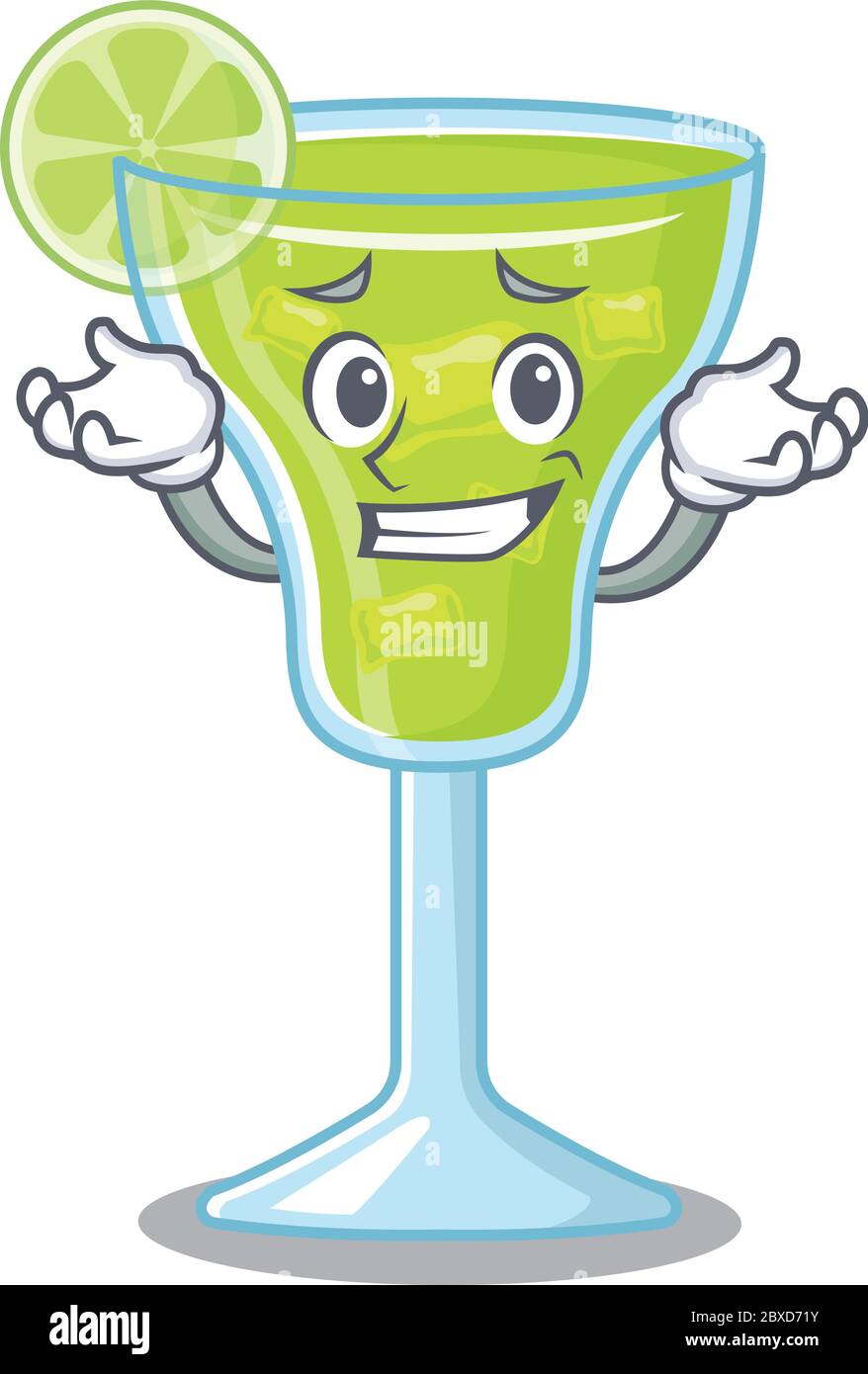 A cute picture of grinning margarita cocktail caricature character ...