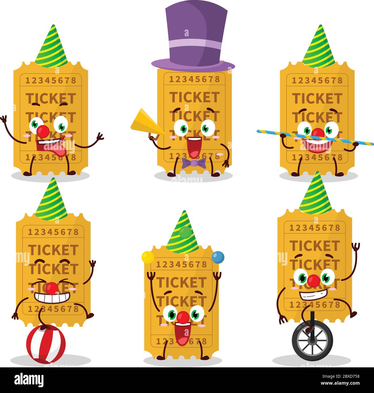 Cartoon character of ticket with various circus shows Stock Vector ...