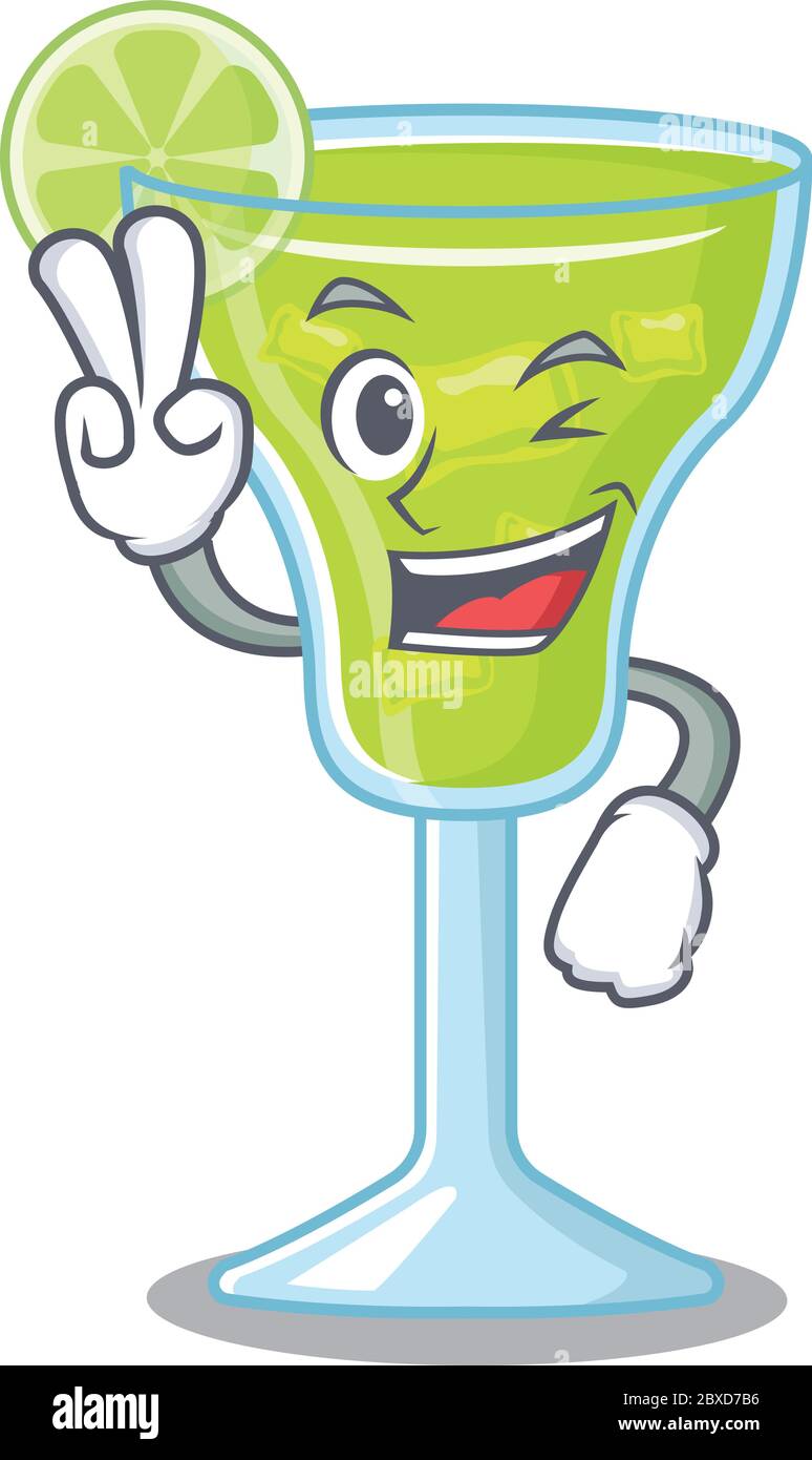 Happy margarita cocktail cartoon design concept show two fingers Stock ...