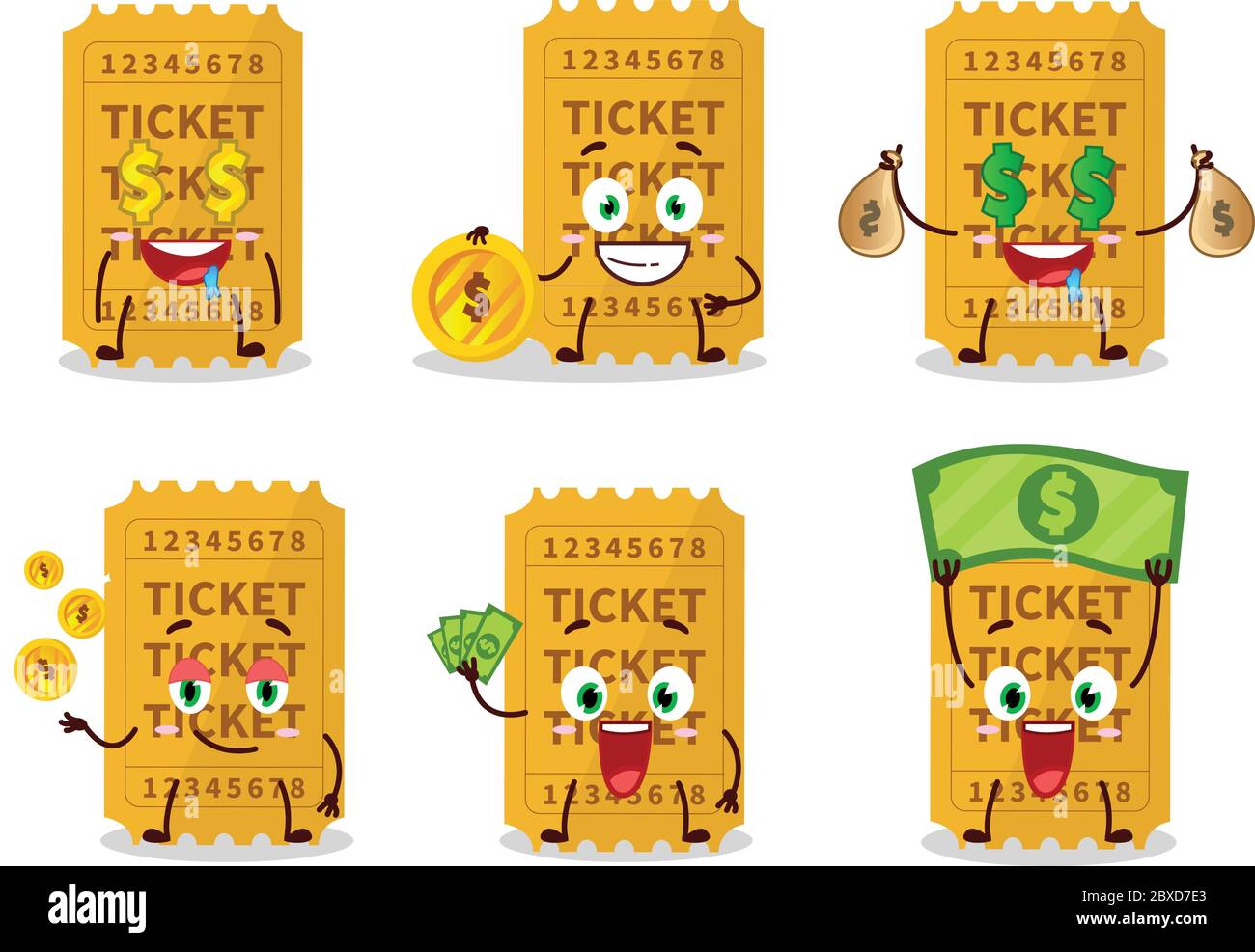 Ticket cartoon character with cute emoticon bring money Stock Vector ...