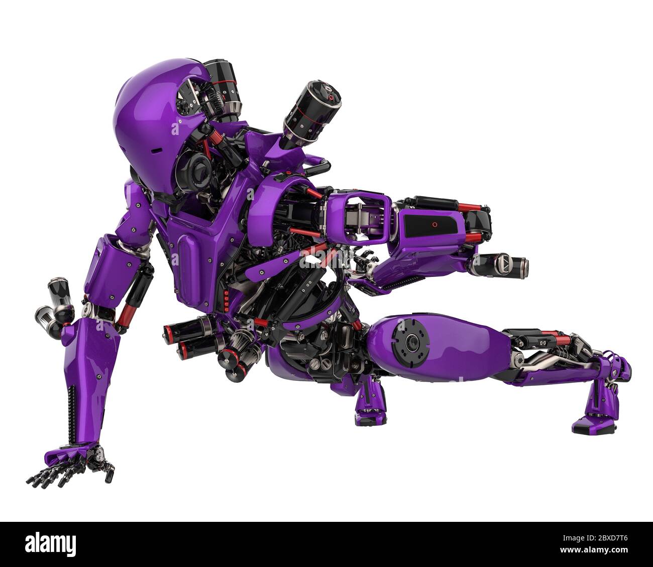 mega purple robot super drone in a white background. This super robot ...
