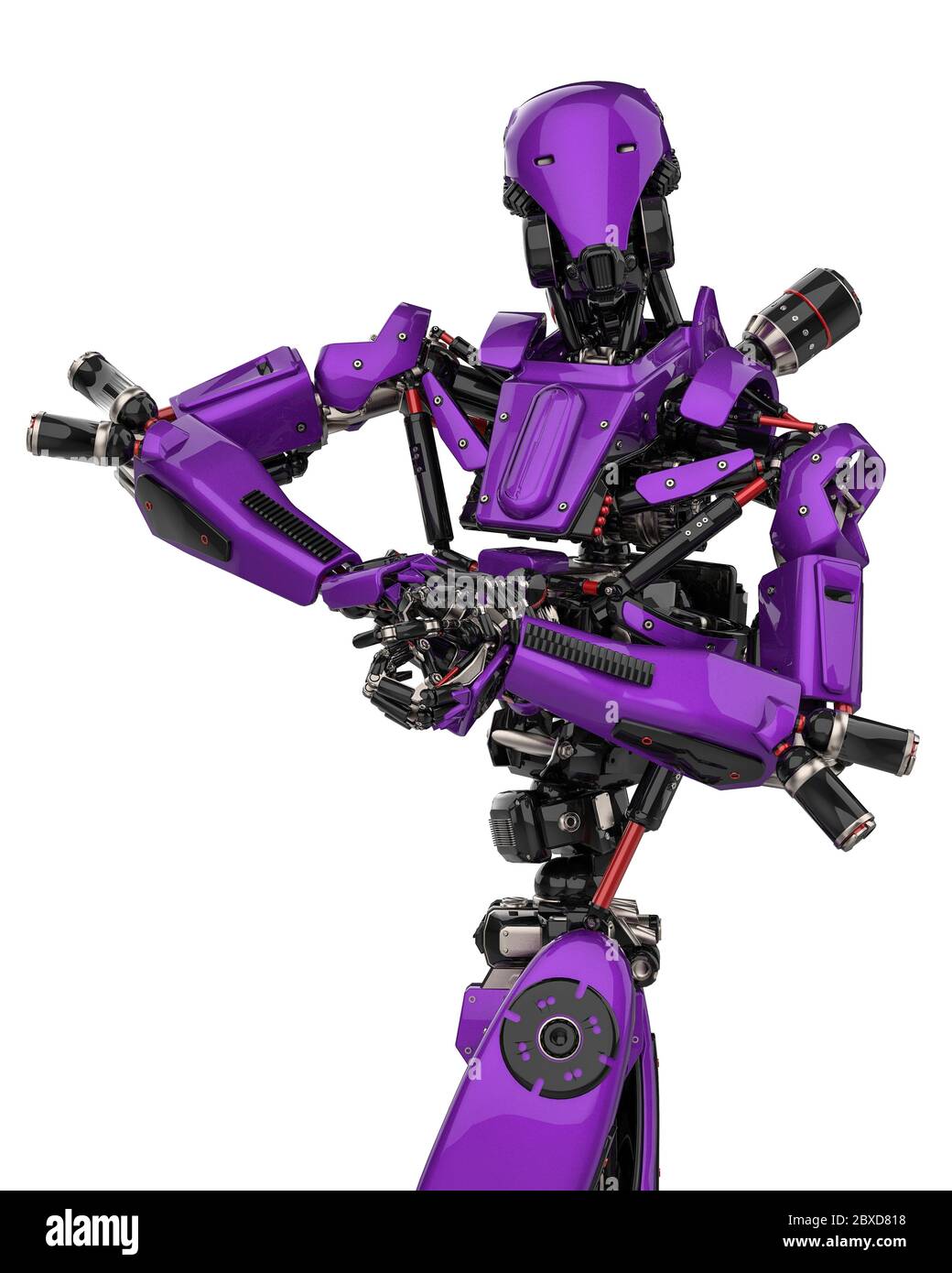 mega purple robot super drone in a white background. This super robot ...