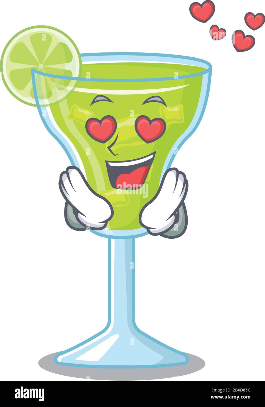Romantic margarita cocktail cartoon character has a falling in love ...