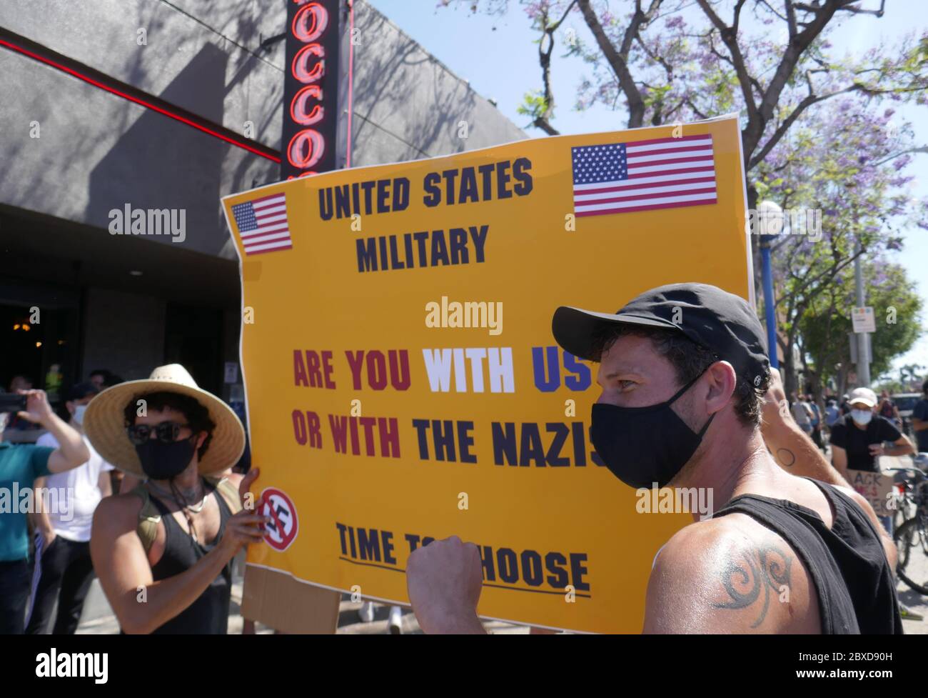 West Hollywood, California, USA 6th June 2020 Protestors with Black ...