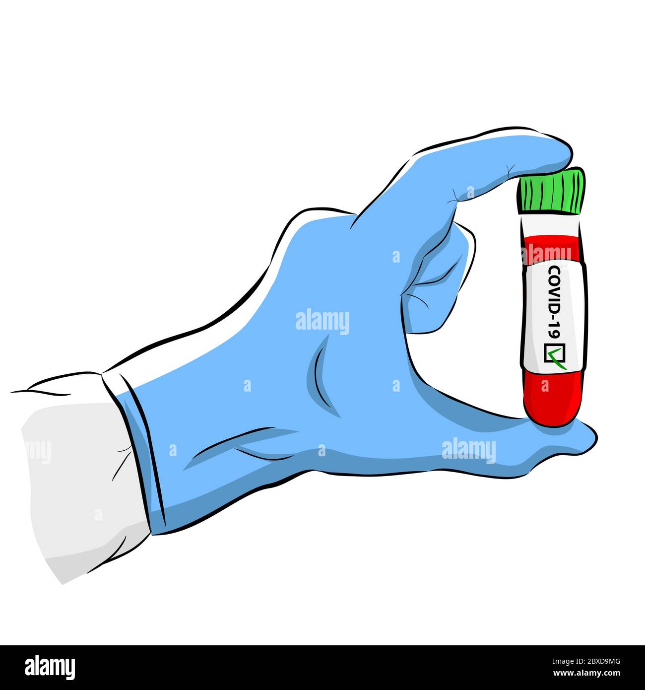 Conceptual Hand Draw Sketch Vector, doctor hand holding plastic testing ...