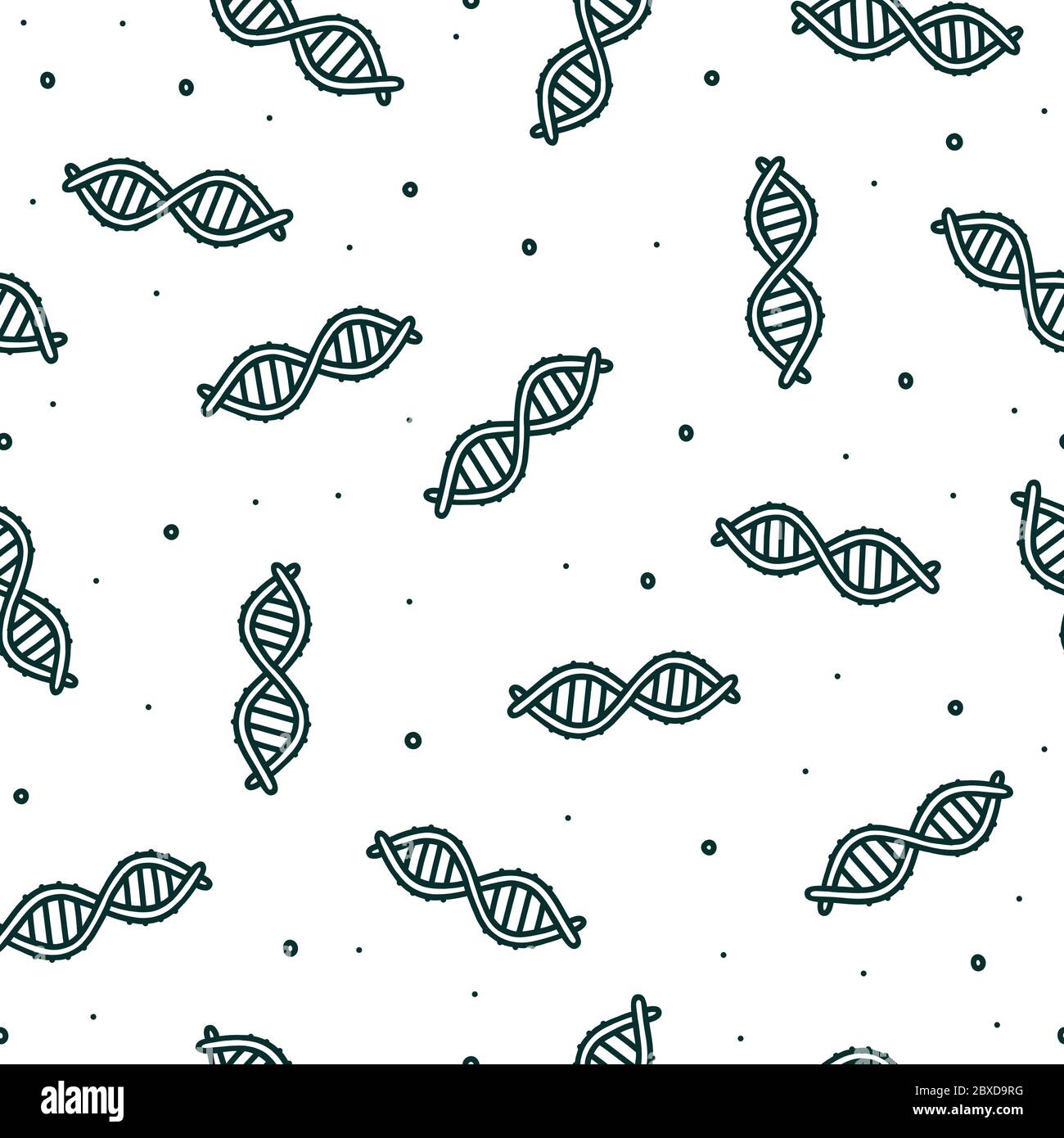 Seamless pattern with genetic topic. Hand drawn DNA molecule in doodle ...