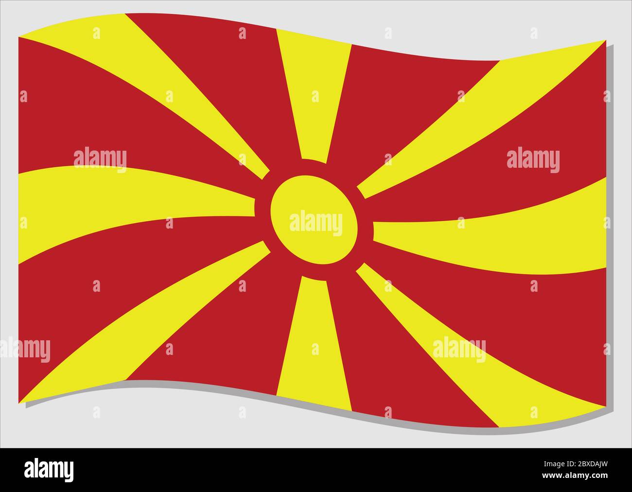 Waving flag of Macedonia vector graphic. Waving Macedonian flag ...