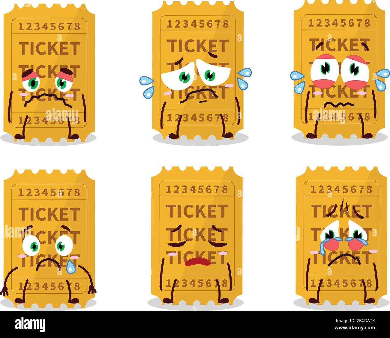 Ticket cartoon in character with sad expression Stock Vector Image ...
