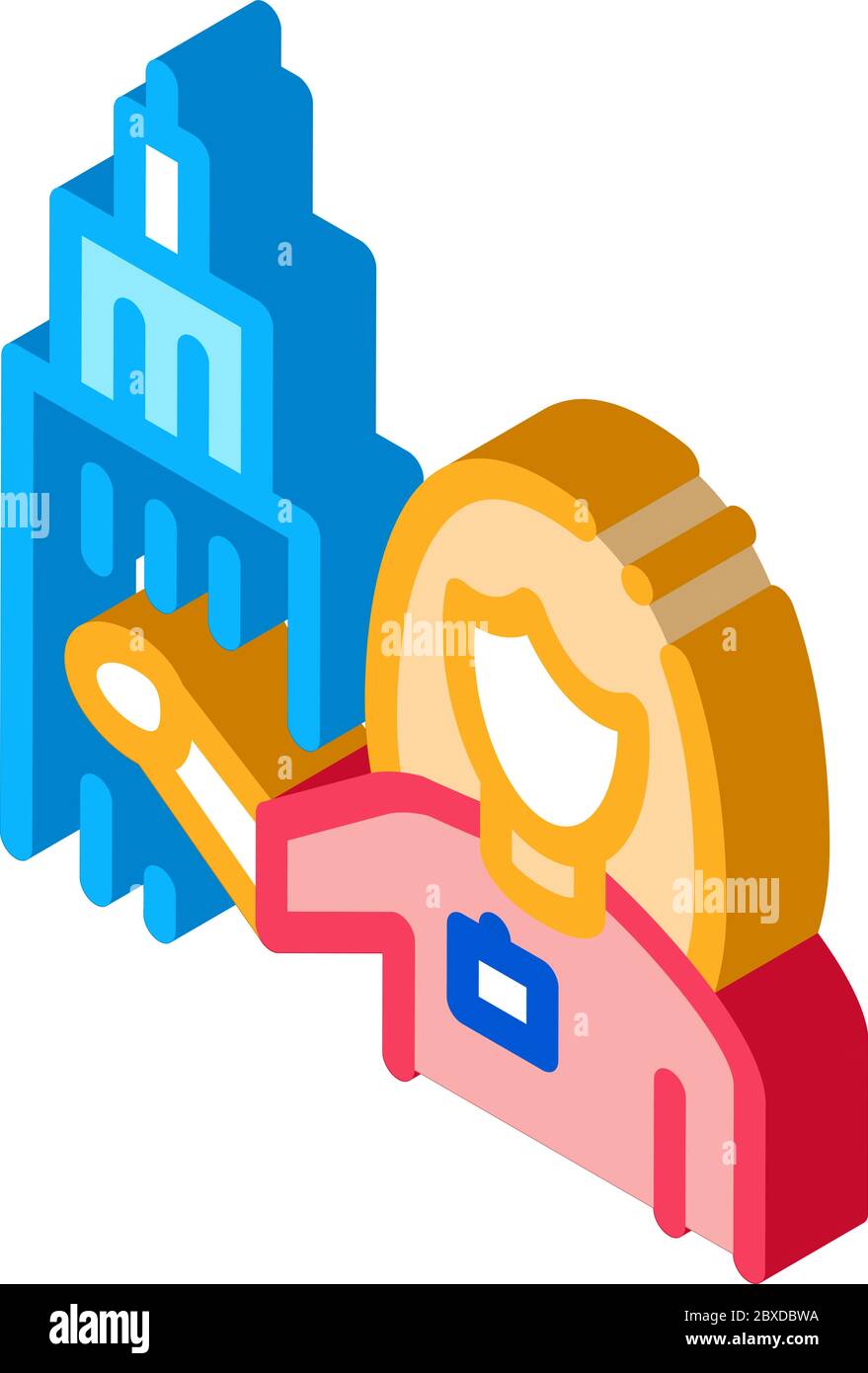 Woman Guide near Tower Isometric Icon Vector Illustration Stock Vector ...