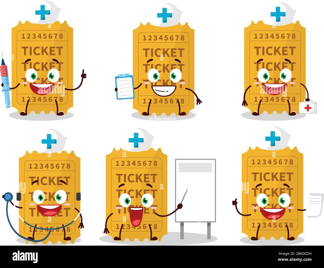 Doctor profession emoticon with ticket cartoon character Stock Vector ...