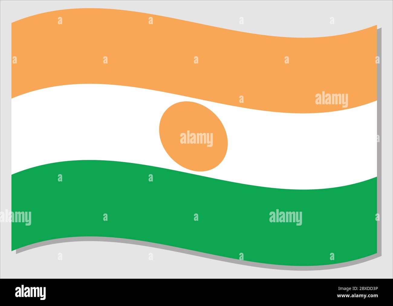 Waving flag of Niger vector graphic. Waving Nigerien flag illustration ...