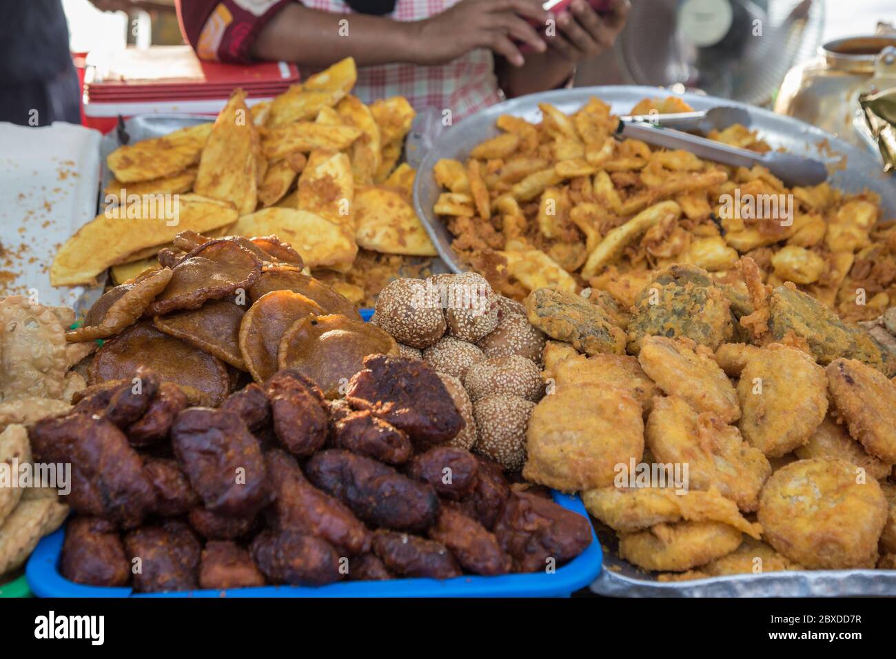 Close-up of the various type of malay home cooked local cakes or "KUEH ...