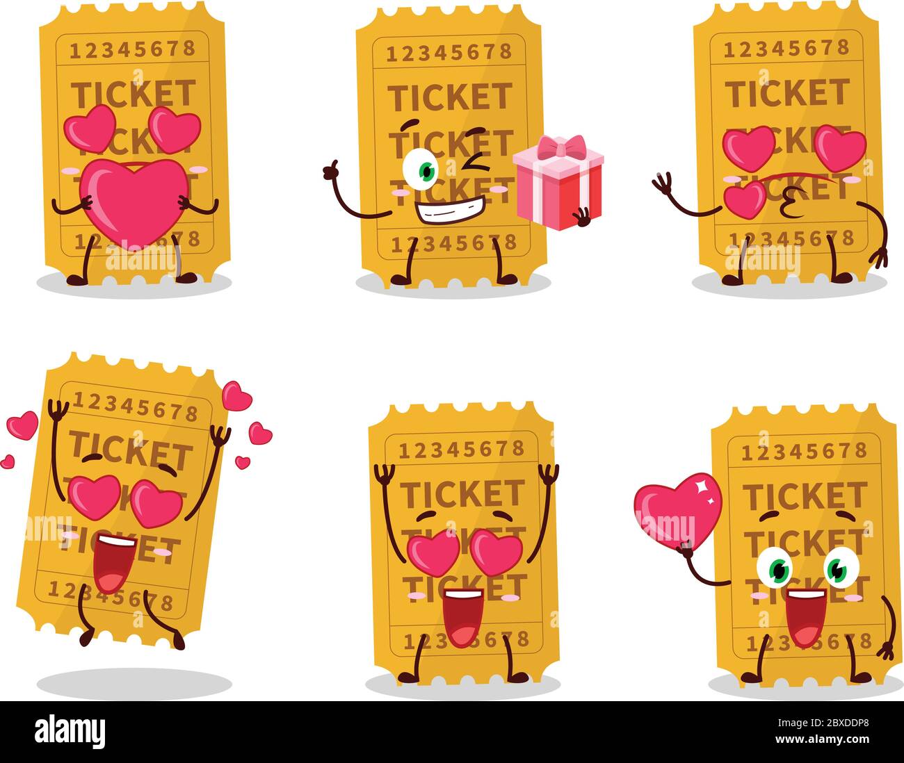 ticket cartoon character with love cute emoticon Stock Vector Image ...