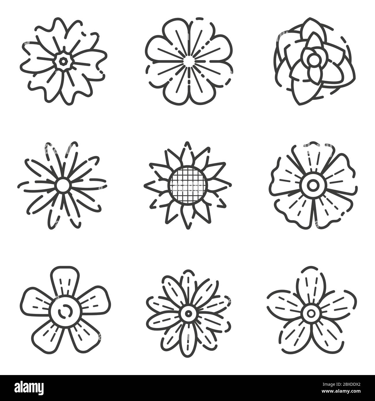Vector set of flowers outline isolated icons Stock Vector Image & Art ...