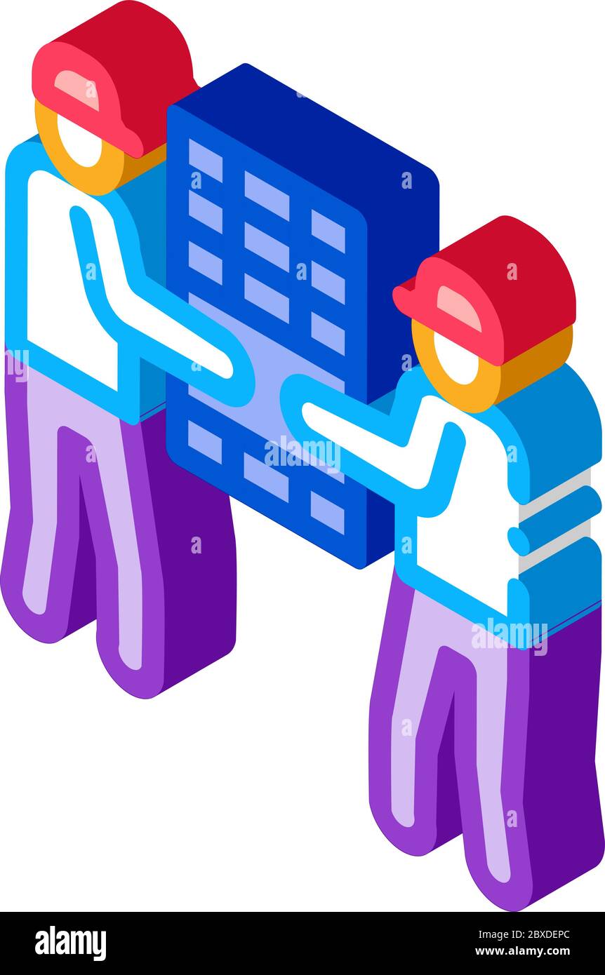 solar installation workers isometric icon vector illustration Stock ...