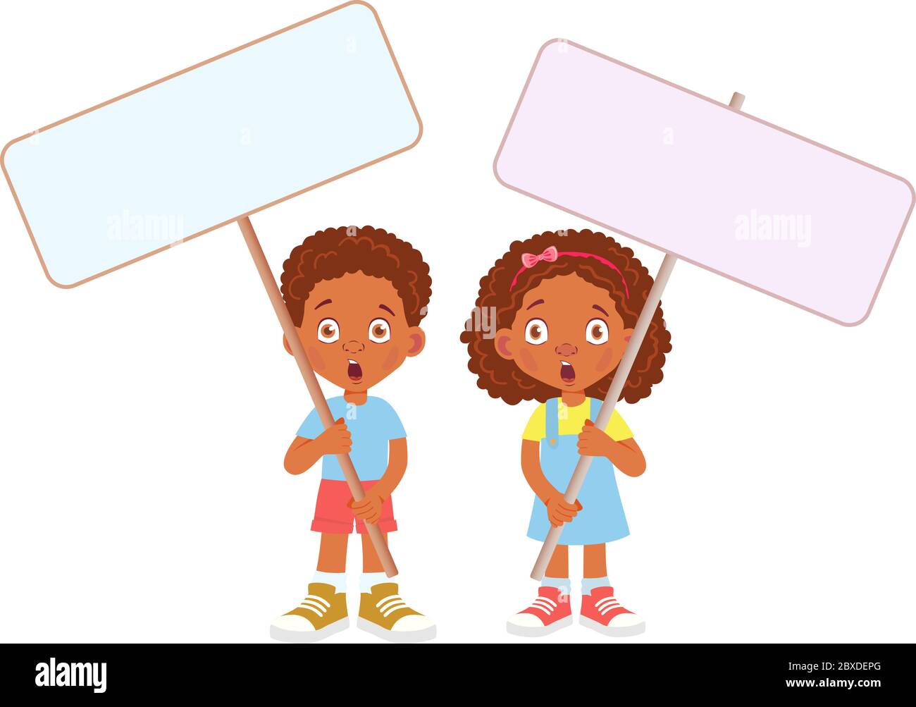 African Child holding banner. Vector illustration Stock Vector Image ...