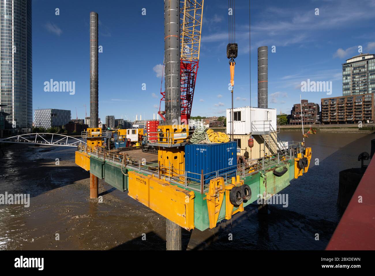 Thames Tideway construction site on the south side of Lambeth Bridge ...