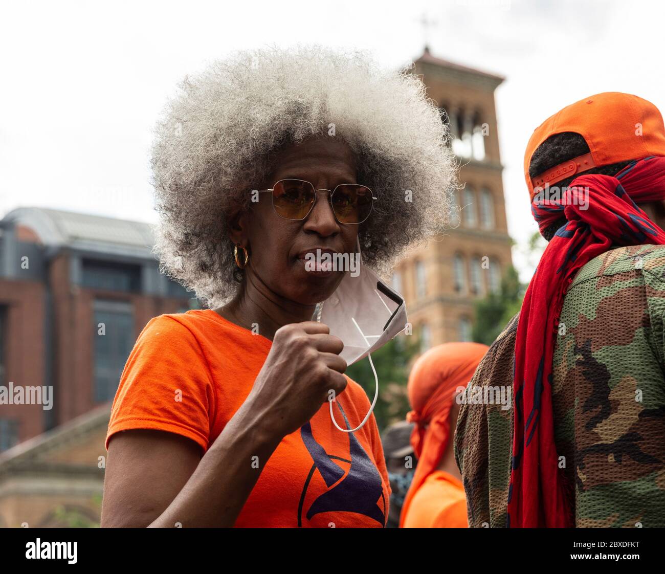 New York, NY - June 6, 2020: Erica Ford attends protest for peaceful ...