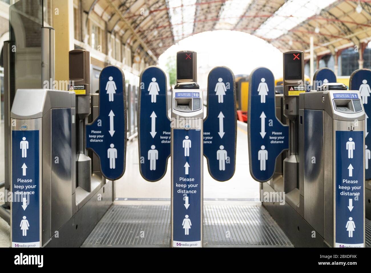 Social distancing signage at Victoria Railway train station ticket ...
